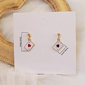 ANDPAI Unique Funny 18K Gold Plated Hypoallergenic Poker hearts and spades A Ace Playing Cards Dangle Drop Stud Earrings For Women Gambling Casino Jewelry Gift (Gold)
