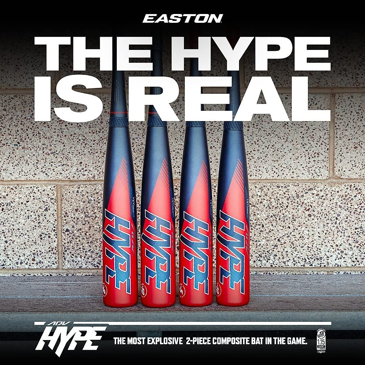 Easton ADV Hype 2 Piece Composite 2 3/4 -5 USSSA Baseball Bat, Multi, 31-26