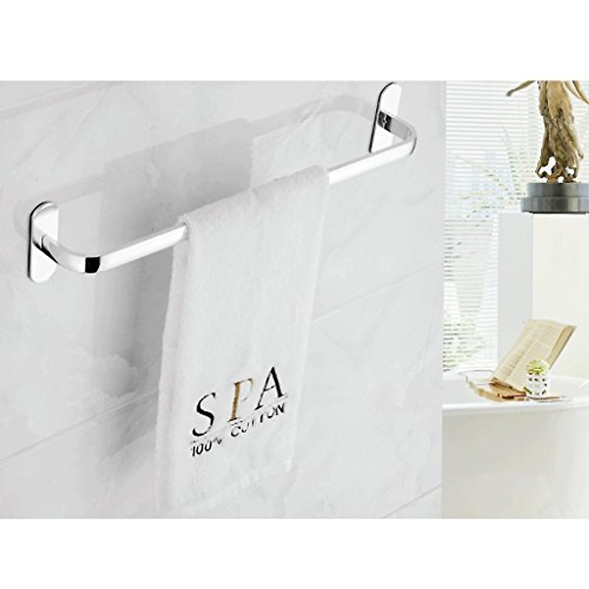 OMOONS Towel Rack Adhesive Towel Rack for Bathroom Wall,Space Aluminum,Matte Surface,Single Rod/600Mm