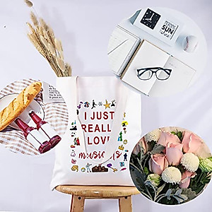 G2TUP Theatre Musical Lover Gift I Just Really Love Musicals Reusable Canvas Tote Bag Broadway Fan Gift Handbag (Love Musicals Handbag)