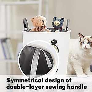 Cpzzkq Waterproof Laundry Baskets 2 pack, Collapsible Laundry Hamper with Carry Handles and Drawstring,Dirty Clother Toys Storage Box Linen and Cotton Fabric Washable Girl Bedroom（lions）