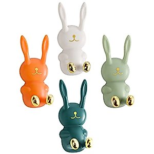 Cabilock 4pcs Adorable Rabbit Nail Free Hook Decorative Wall Hook Utility Hooks Wall Razor Holder Purse Key Holder Hook Towel Hanger Wall Hooks Decorative Wall-Mounted Bag Holder Child abs