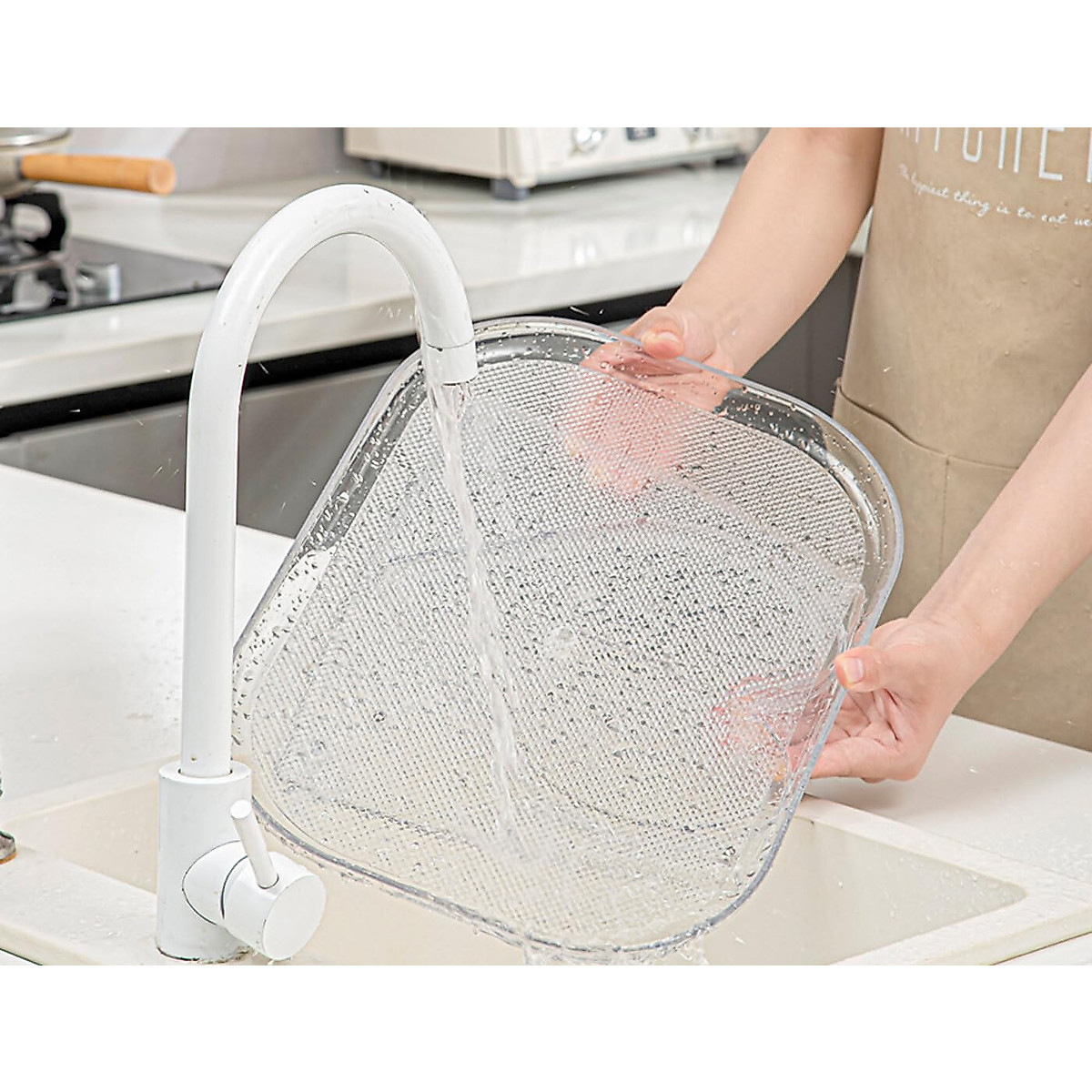 Lazy Susan Turntable Organizer - 15.67'' Clear Rectangular Fridge Organizer Storage, Lazy Susan for Refrigerator, Cabinet, Table, Pantry, Kitchen, Countertop