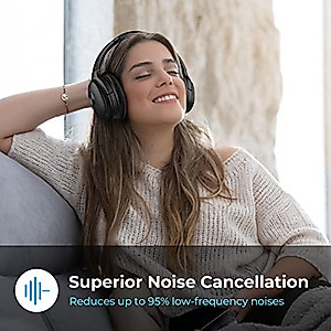 phonicgrid SE7 Hybrid Active Noise Cancelling Headphones, Bluetooth Wireless Headphones, Over Ear Bluetooth Headphones with ENC Clear Calls, Deep Bass, Bluetooth 5.1, 30Hrs for Talk/Music/Work, Black
