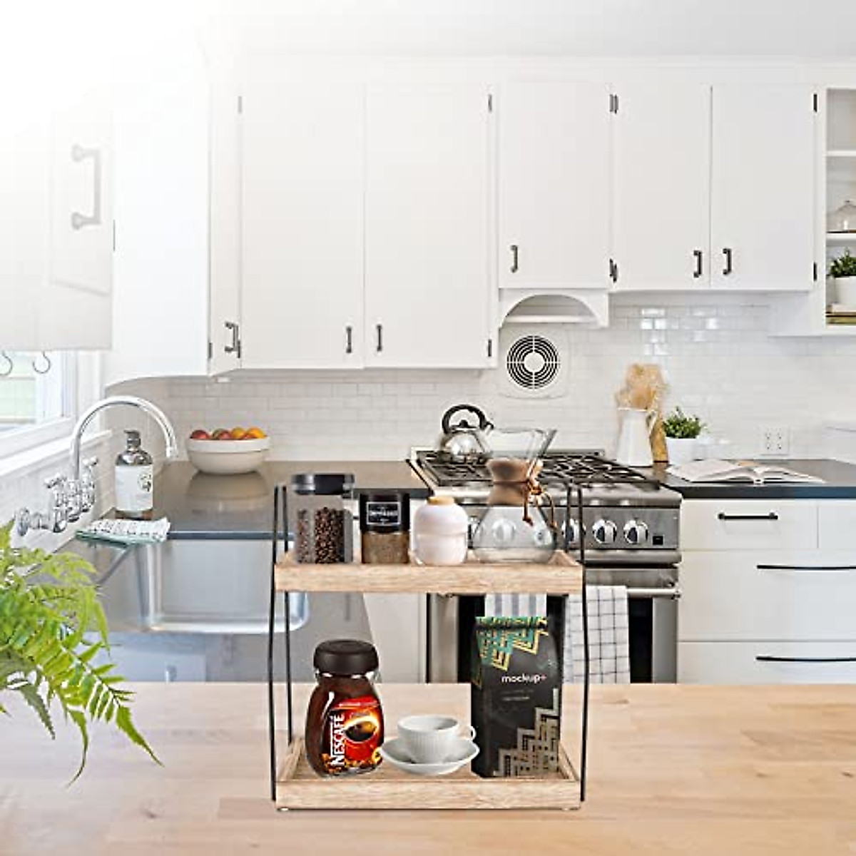 Bathroom Counter Organizer, Vanity Organizers and Storage Tray, Bathroom Countertop Shelf, Bathroom Under Sink Organizer, Rustic Bathroom Kitchen Coffee Station Decor