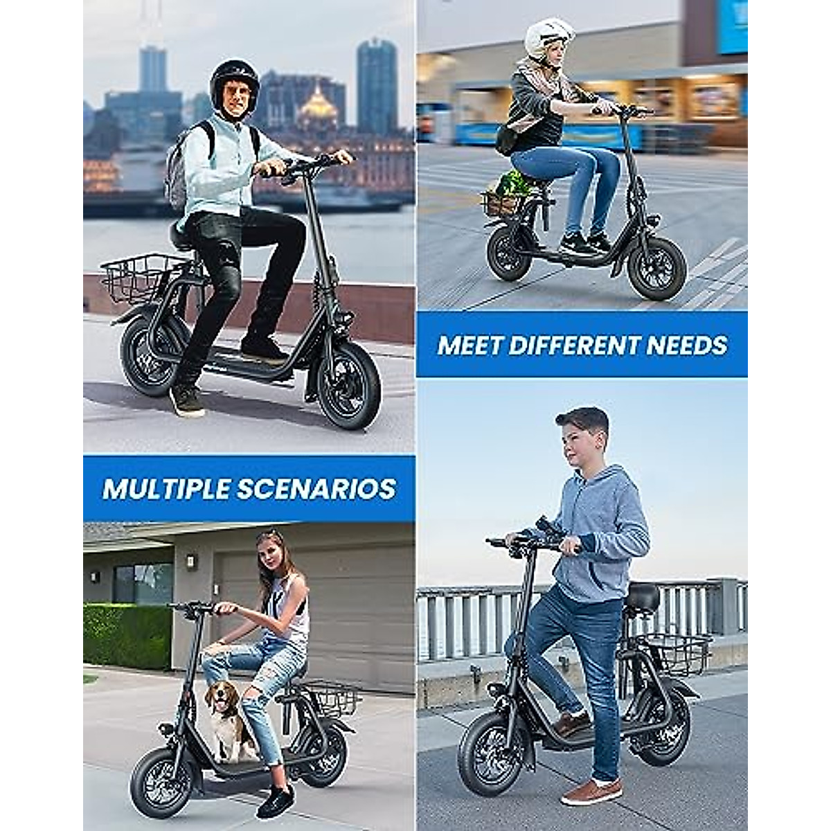 URBANMAX C1 Electric Scooter with Seat, 450W Powerful Motor up to 22 Miles Range, Foldable Electric Scooter for Adults Max Speed 15.5 Mph, Electric Scooter for Commuting with Basket