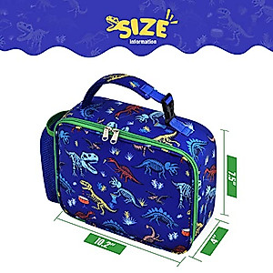 Fossils Dinosaur Lunch Box - Insulated Kids Lunch Box for Boys Lunch Bag School Preschool Kindergarten Elementary Picnic Lunch Tote Bag Waterproof Reusable Lunchbox with Handle and Pocket