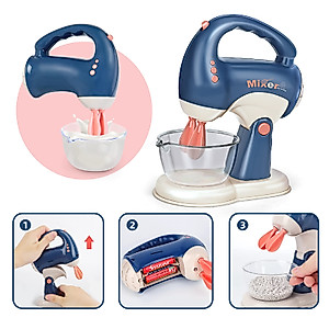 Yalujumb Pretend Play Kitchen Appliances Toy Set with Coffee Maker Machine,Blender, Mixer and Toaster with Realistic Light and Sounds for Kids Ages 4-8