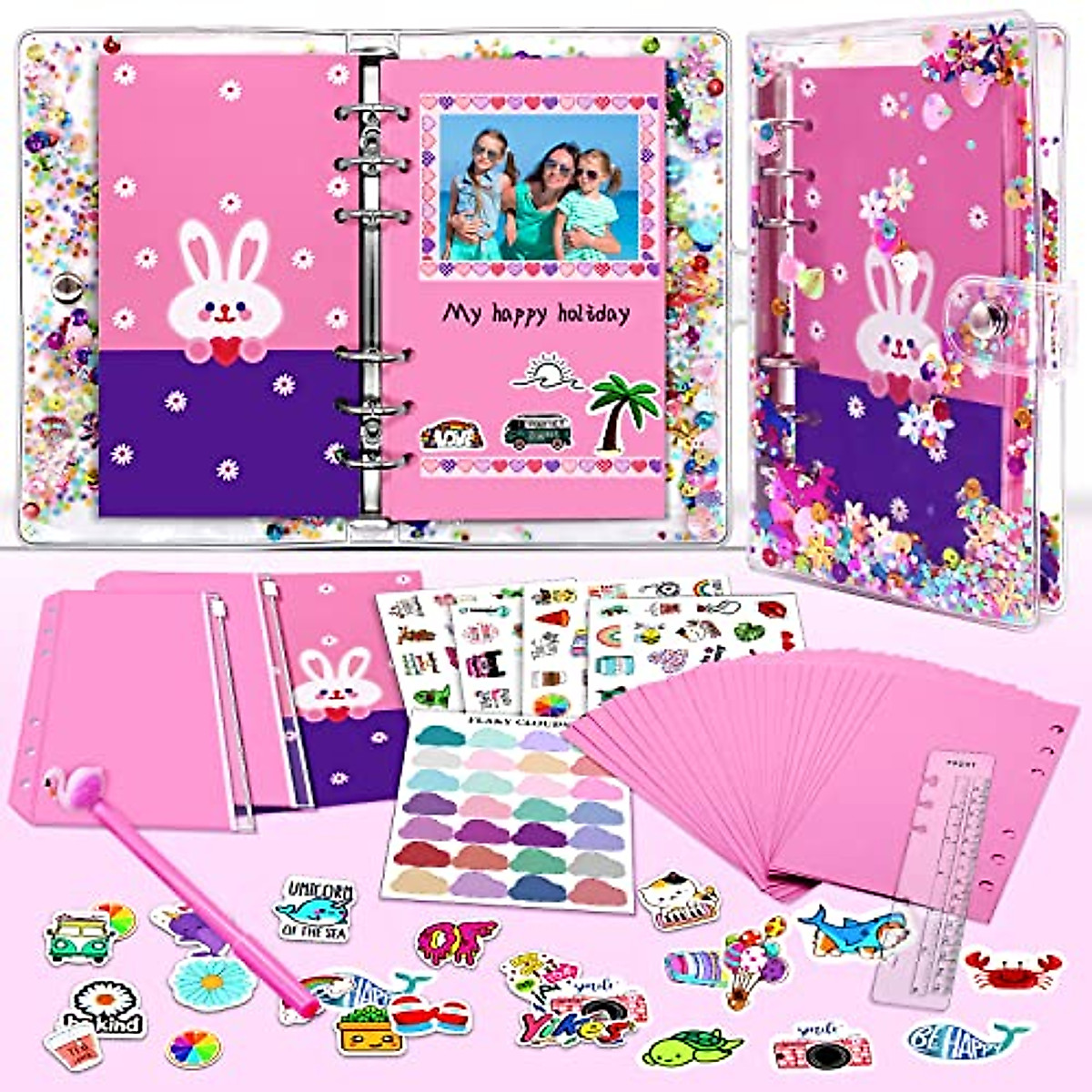 DIY Journal Kit for Girls, 6 7 8 9 10 11 12 13 Year Old Girl Gift Ideas, Birthday Gifts for Girls Age 6-13 Years Old and Up, Kids Scrapbooking Kit for Girls