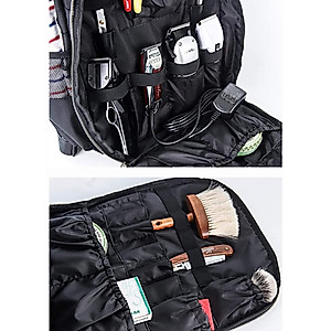 MAXPAND Travel Bag for Clippers and Supplies Hairstylist Backpack for Tools Barber Clipper Bag for Hairdresser with PU(with Brown PU), 19 inches