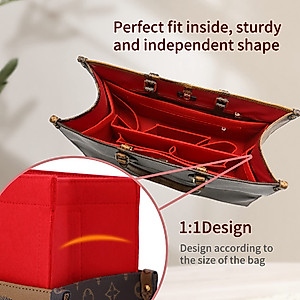 KESOIL Bag Organizer Insert,Tote Bag Insert For On The Go,Book tote,MJ Tote and More,Bag Insert Organizer,Handbag Storage,Tote Bag Felt Insert with Zipper Bag(Red, XL)