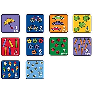 Learning Carpets - CPR735 Let’s Learn How to Count Seating Squares, 14” by 14” Each (Set of 10) – Fun, Colorful Graphics – Learn to Count from 1-10, Teaches Number Association – Easy to Store and Move