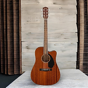 Fender CD-60SCE All-Mahogany Dreadnought Cutaway Acoustic Electric Guitar, with 2-Year Warranty, Fishman Pickup and Preamp System, Natural