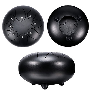 Vilihkc 6 inch 8 note Steel Tongue Drum,Percussion Instrument Handpan Drum C Key with Bag, Music Book and Mallets for Meditation Entertainment Musical Education Concert Yoga