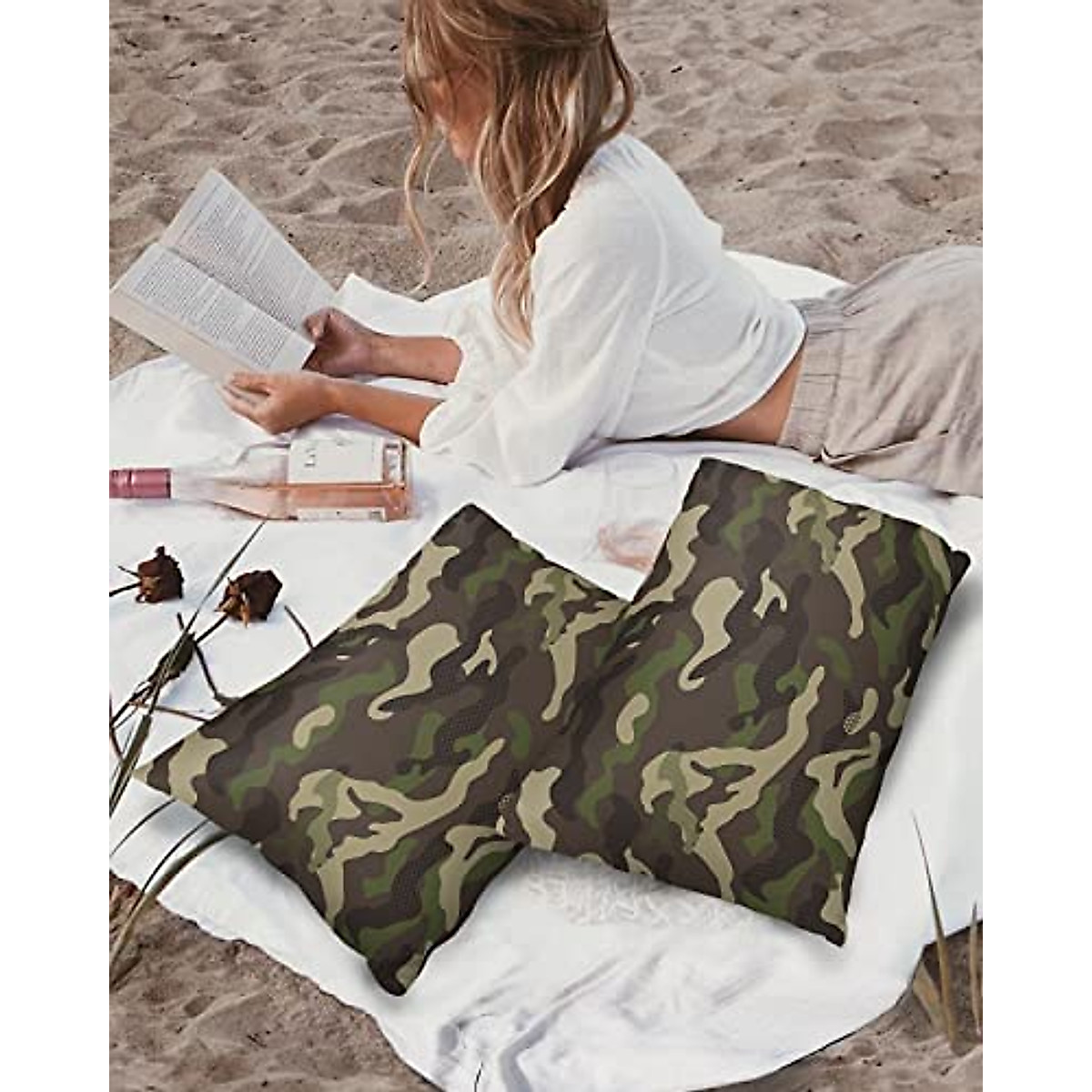 Meet 1998 Throw Pillow Covers 20x12 - Set of 2 Waterproof Pillow Cushion Cases,Army Green Desert Camo Pillowcases Decorative Outdoor Pillow Cover for Sofa Couch Bedroom