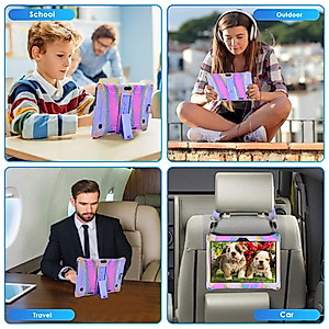 DETUOSI Case for YELLYOUTH 10.1 Tablet, Soft Silicone Lightweight Case Compatible with Dragon Touch Notepad K10, ZONKO 10.1, Beyond Tab 10.1, with Stylus Pen and Shoulder Strap, Rose Red & Purple