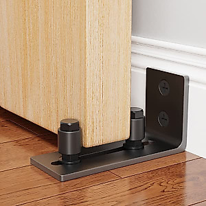 ZEKOO Barn Door Floor Guide,Flush Design Bottom Flat Floor Guide,Adjustable Wall Mount Stay Roller Black Barn Door Stopper for Pocket Closet Barn Doors