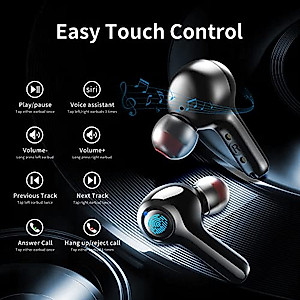 Wilbur Bluetooth 5.2 Wireless Earbuds, TWS Bluetooth Earbuds with Mics Clear Call Touch Control Bluetooth Headphones with Bass Sound in Ear Earphones for Music,Home Office