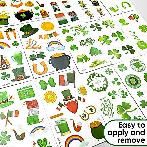 168 PCS St Patricks Day Tattoos Stickers Shamrock Tattoos Temporary Stickers Irish Tattoos Stickers for St. Patricks Day Parade Party Favors Decorations