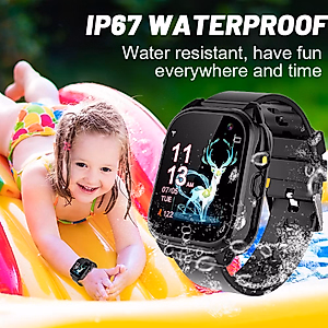 OVV Kids Waterproof Smart Watch Boys Girls Age 3-12 with 26 Game 1.44'' HD Touch Screen Music Player Camera Video Recorder 12/24 Hr Clock Pedometer Alarm Torch Calculator Children Learning Toys