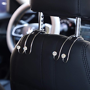 SAVORI Auto Hooks Bling Car Hangers Organizer Seat Headrest Hooks Strong and Durable Backseat Hanger Storage Universal for SUV Truck Vehicle 2 Pack (AB)