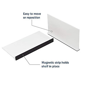 APOTHECARY PRODUCTS Magnetic Shelf Divider, For Vitamins, Books, Food and More, 6 in x 3 in, White, Made in the USA