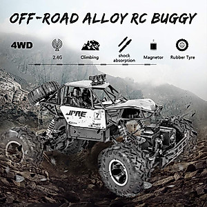 GoolRC 1/16 Alloy RC Car, 2.4GHz Remote Control Buggy, 4WD Off-Road Rock Crawler, 15km/h High Speed Climbling Truck Car RTR for Kids (Silver)