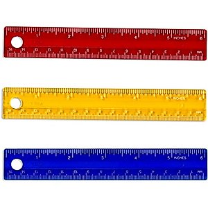 Officemate Achieva Plastic 6-Inch Ruler, Box of 24, Assorted Translucent Colors (30207)