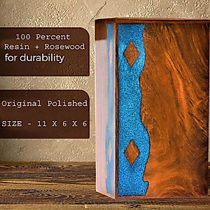 STAR INTERNATIONAL Rosewood And Resin Mix Cremation Urns for Human Ashes Adult, Burial Urns for Columbarium, Wooden Box Funeral Urns for Human Ashes Large (M(9.5X5.5) 172 Cu Inches)