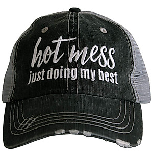 KATYDID Hot Mess Just Doing My Best Baseball Hat - Trucker Hat for Women - Stylish Cute Ball Cap Gray