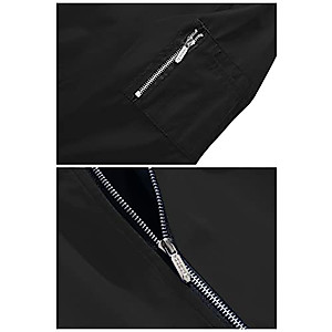 Ginsiom Men’s Bomber,Medium Weight Stylish Varsity Windbreakers Zippered Vintage Coat 2023 Trendy Black Size 2XL