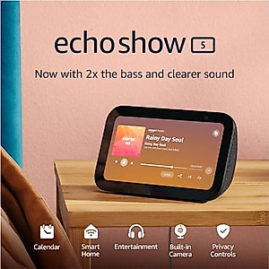 Amazon Echo Show 5 (3rd Gen, 2023 release) | Smart display with 2x the bass and clearer sound | Charcoal