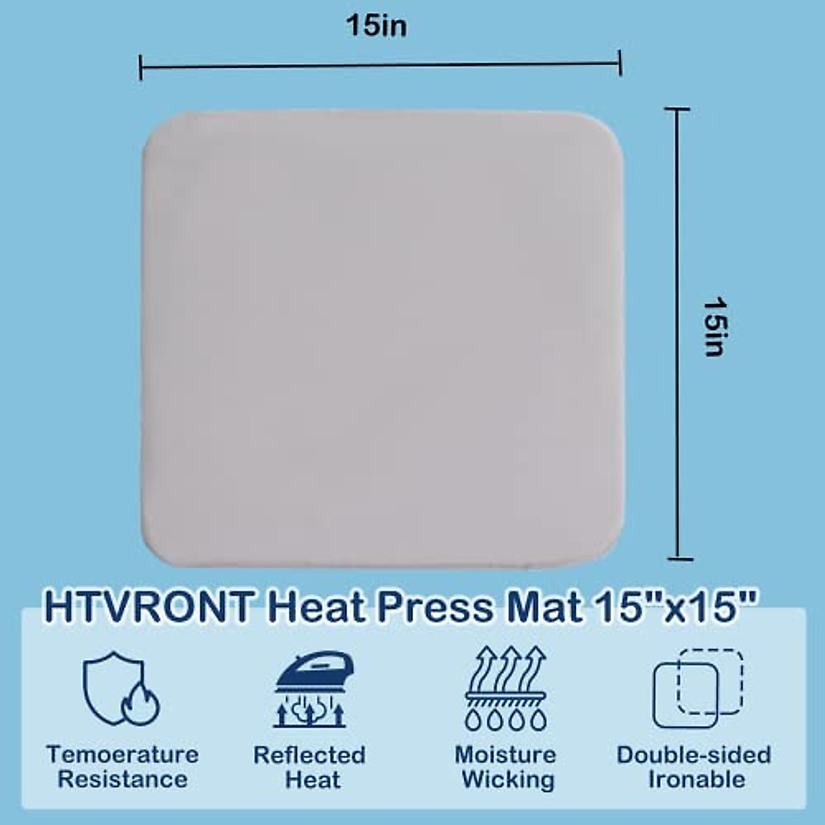 HTVRONT Heat Press Mat for Cricut: Heat Press Pad 15"x15" for Craft Vinyl Ironing Insulation Transfer, Double Sides Applicable Heat Mat for Heat Press Machines