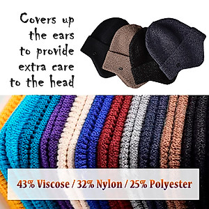 HiRui Knit Beanie Winter Hats Ear Covers for Men Women Kids-Warm Daily Headwear (Black)