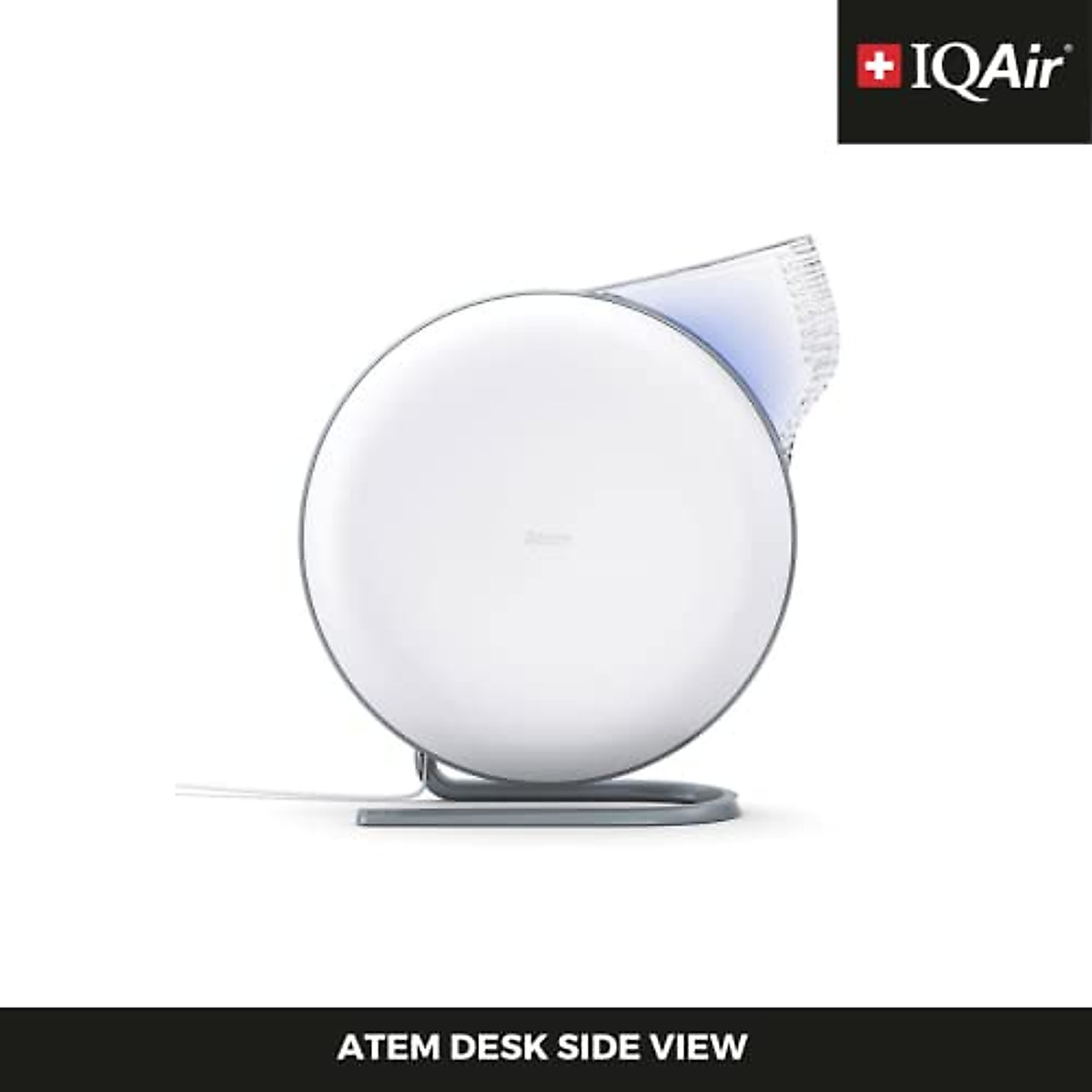 IQAir Atem Desk Air Purifier for Home, Office, Desktop, Small Room up to 300 sq ft, HyperHEPA Filter for Bacteria, Viruses, Allergens, Pets, Asthma, Pollen, Dust, Swiss Design, Made in Germany, White