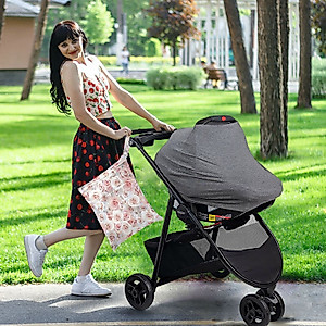 Kigai 2pcs Travel Wet and Dry Bag, Fashion Waterproof Wet Bags for Diapers, Swimwear, ect. Beach/Travel, Pink White Roses