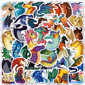 Cute Wings of Fire Dragon Stickers,60 Pack Fire Pterosaur Waterproof Vinyl Decals for Kids Teens Adults,Sticker for Laptop Water Bottle Skateboard Helmet(WOF Dragon)