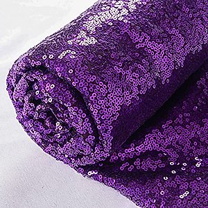 3 Feet 1 Yards Sequin Fabric, by The Yard, Sequin Fabric, Tablecloth, Linen, Sequin Tablecloth, Table Runner Photo Booth Backdrop,Ready to Ship!! (Purple)
