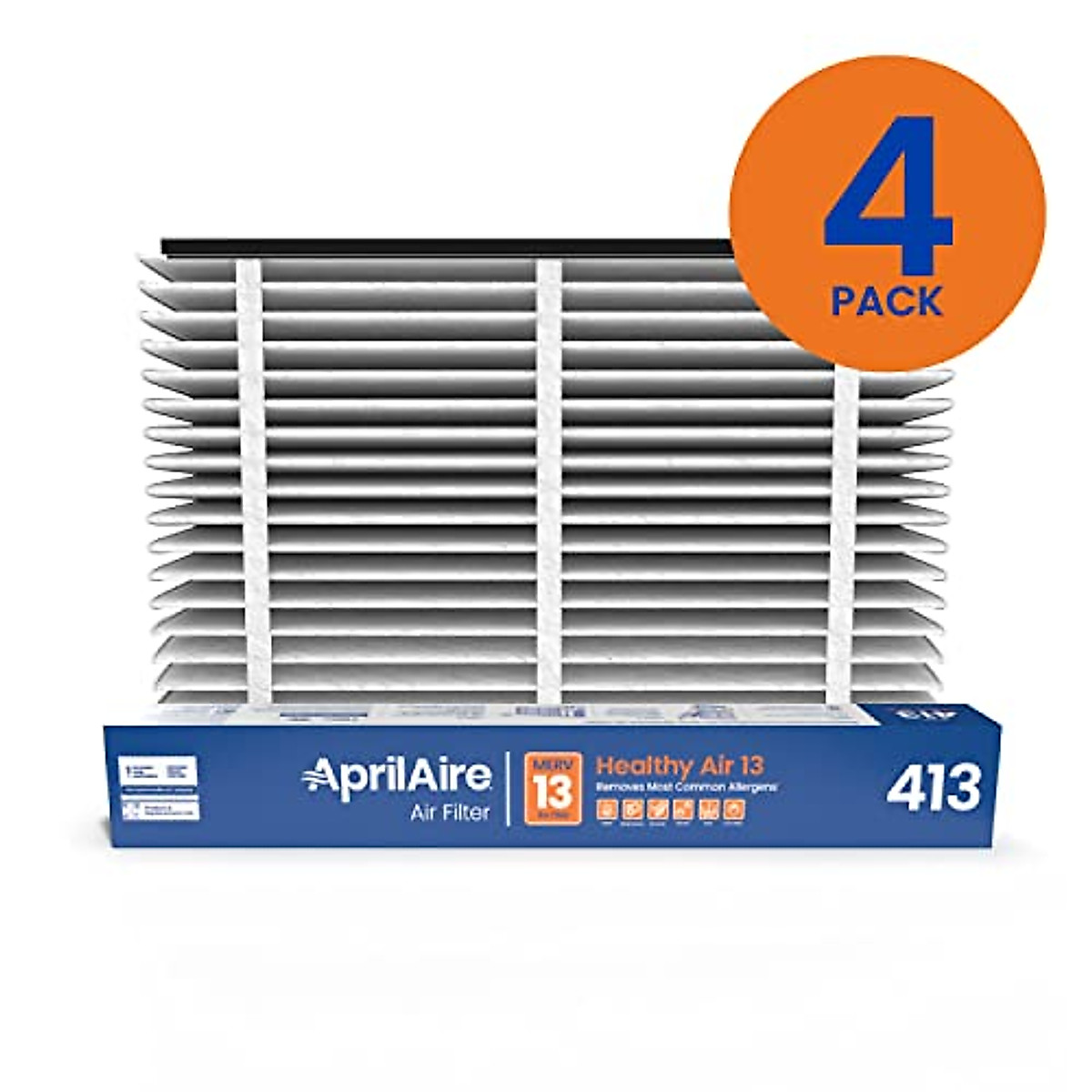 AprilAire 413 Replacement Filter for AprilAire Whole House Air Purifiers - MERV 13, Healthy Home Allergy, 16x25x4 Air Filter (Pack of 4)