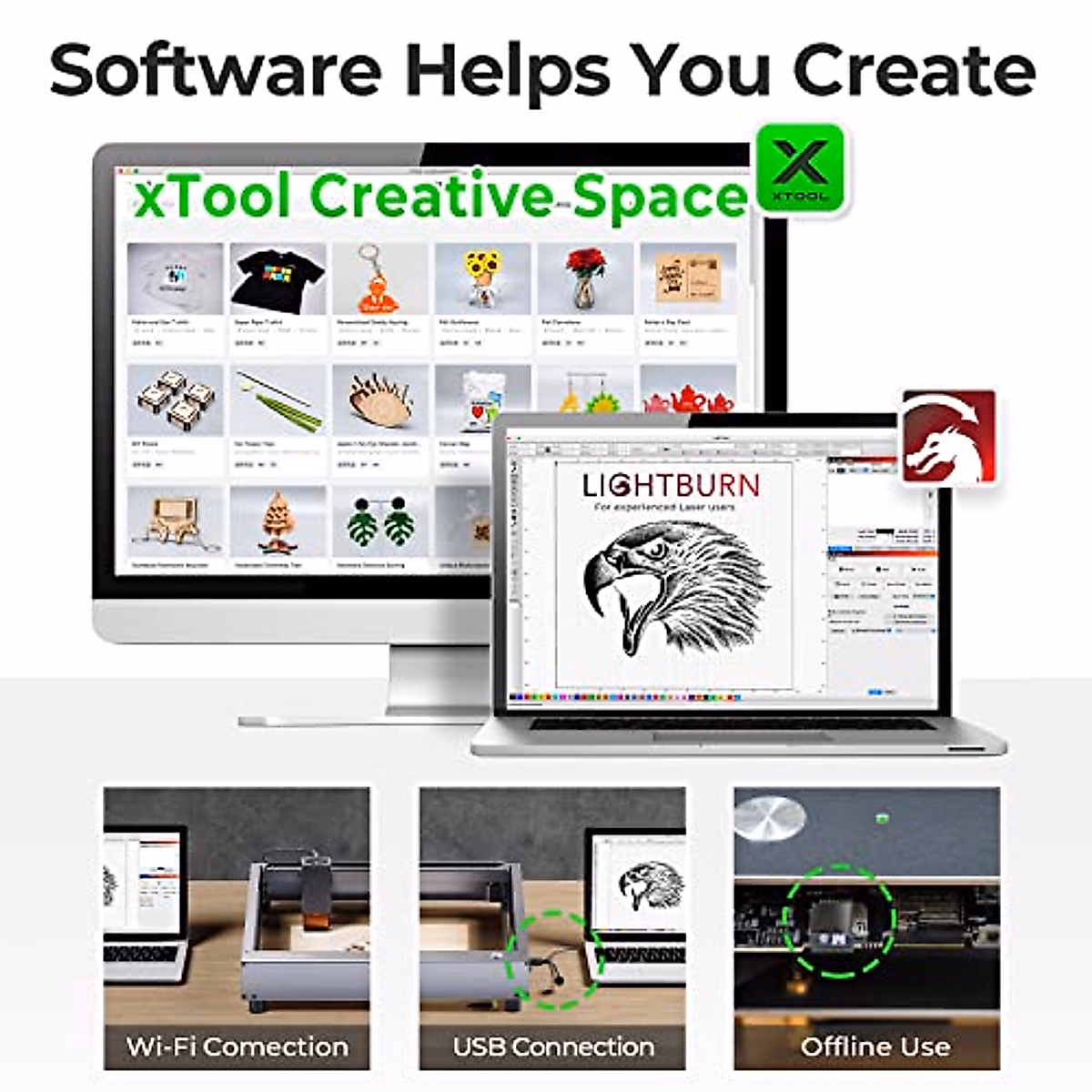 xTool D1 Laser Engraver with Rotary, 10W Higher Accuracy Laser Cutter, 60W Laser Cutting Machine, Laser Cutter and Engraver Machine, Laser Engraver for Wood and Metal, 17'' x 16''
