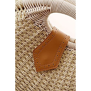 Women's Shell Shape Straw Bag Rattan Beach Tote Summer Straw Tote Bag (Brown,One Size)