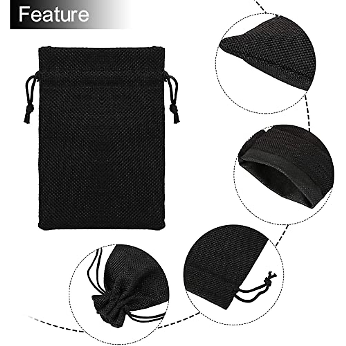 Bezall 50Pcs Black Burlap Bags 5x7, Drawstring Linen Jewelry Gift Bags Jute Sacks Halloween Candy Pouch Wedding Party Favor Bags