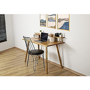 BAROKKO Solid Wood Desk 46"; Computer Desk;Home Office Desk with Monitor Shelf