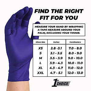 1st Choice Nitrile Disposable Gloves, 3 Mil Indigo Box of 100 Small Nitrile Gloves Disposable Latex Free - Medical Gloves