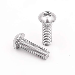 KINJOEK 100 Packes 1/4-20 x 1 Inch Button Head Socket Cap Bolts Screws, Allen Hex Socket Drive, 304 Stainless Steel 18-8, Full Thread, Bright Finish, Heavy Duty Machine Hexagon Screw Drive