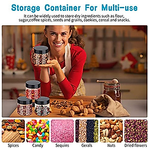 Mimorou 100 Pcs Plastic Jars with Lids Wide Mouth Round Clear Containers, Black Pen and Labels Refillable Airtight Travel Storage Leak Proof Small for Storing Dry Food, Makeup, Honey, Butter (2 oz)