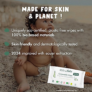 Eco by Naty Aloe Vera Baby Wipes – Plant Based Wipes, Compostable Baby and Newborn Hypoallergenic Wipes, Great for Baby Sensitive Skin (672 Count - 12 packs of 56)