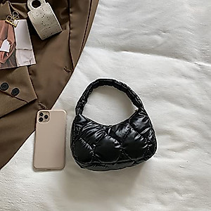 Puffer Handbag Padded Puffy Purse for Women Quilted Clutch Purse Lightweight Winter Down Cotton Padded Hobo Handbag for Office, Travel, School