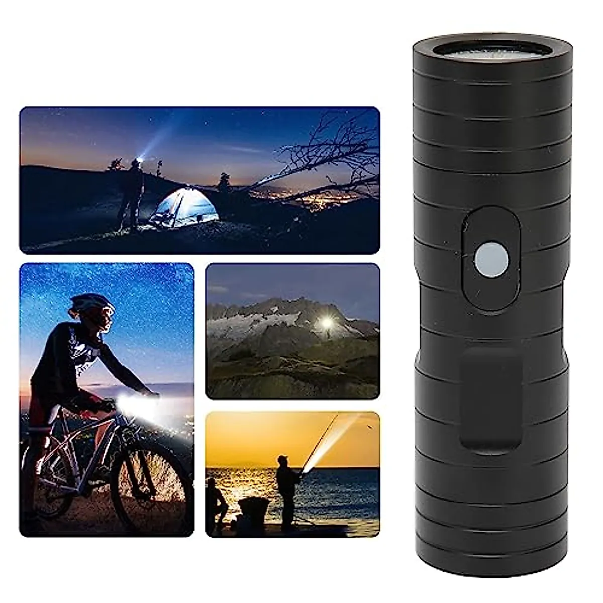 Jopwkuin Mini Sports Camera, Support Memory Card Aluminum Alloy Bike Helmet Camera Recorder Easy to Install USB Rechargeable IP66 Waterproof with LED Light for Outdoor