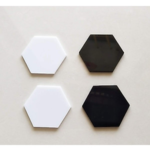 White Gloss Acrylic Hexagon Sheet, Acrylic Coaster Hexagon Place Card Names Wedding Signs, Crafting Mosaic & Wall Tiles (White, 4")